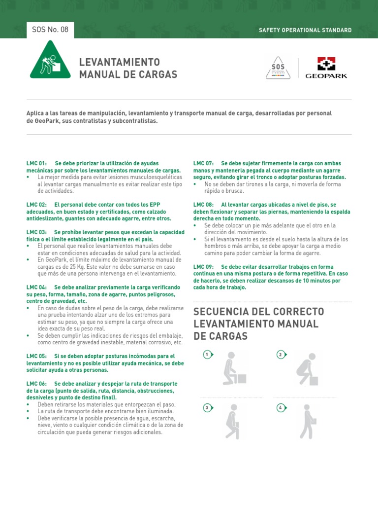 Guía SOS 08 - Levantamiento Manual de Cargas PDF | PDF