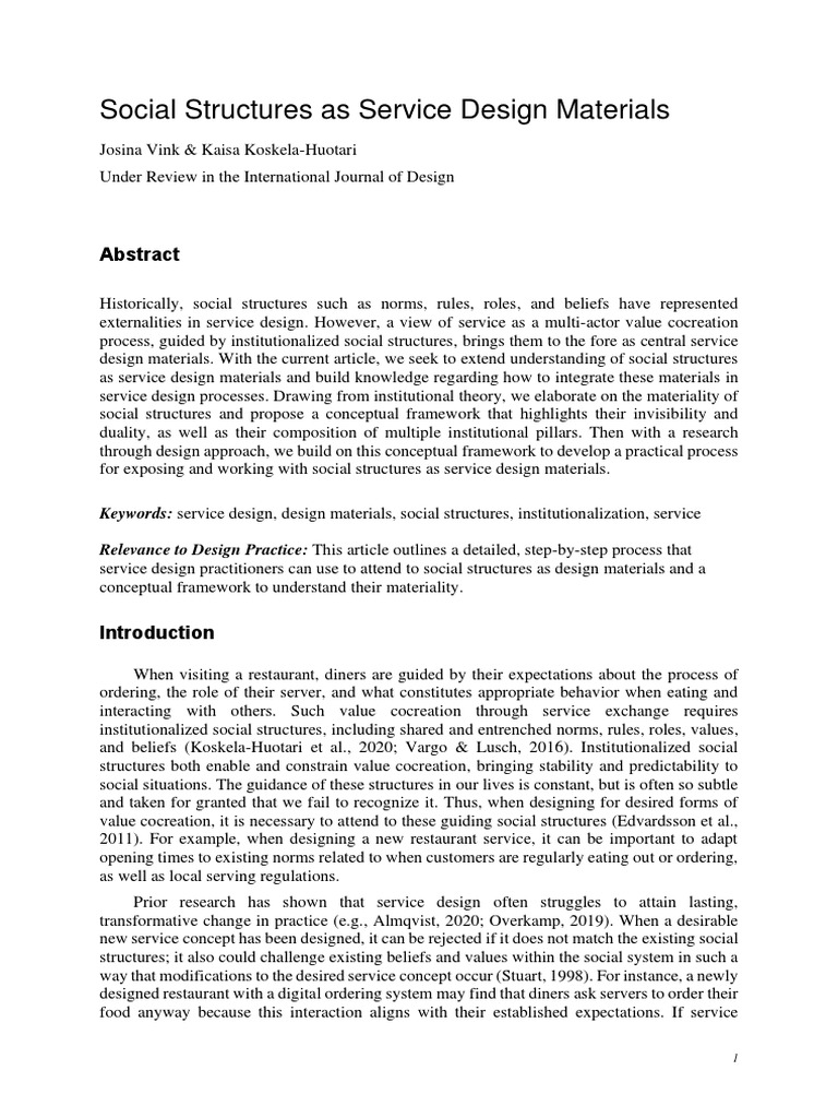 Social Structures in Service Design | PDF | Social Structure | Theory