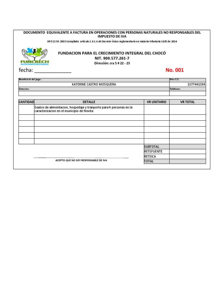 Formato Doc-Equivalente-Con-No-Responsables-De-Iva-2019 | PDF | Factura ...