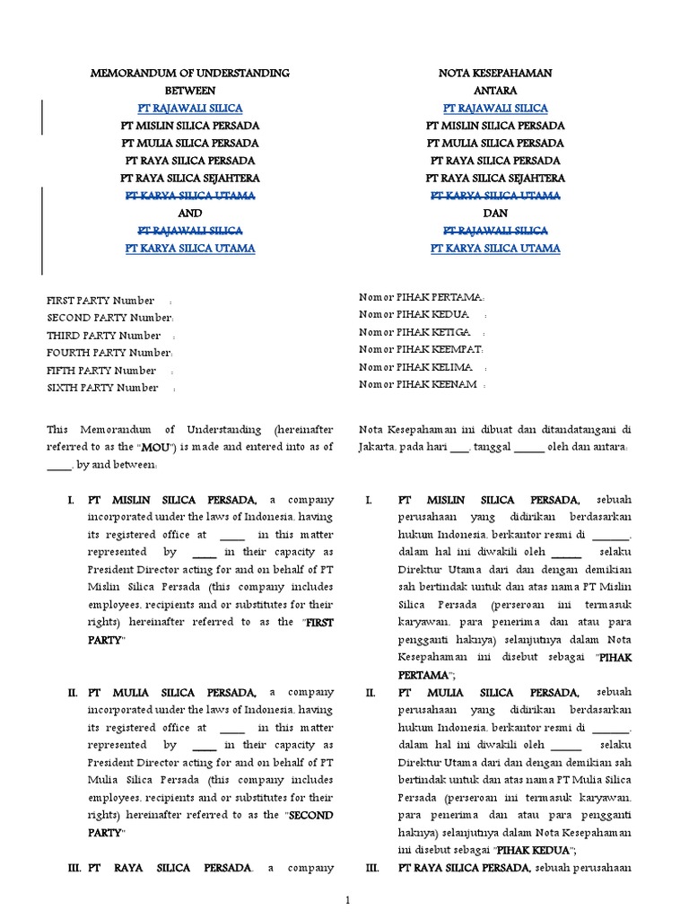 MOU Kerjasama Tambang Pasir Silika | PDF