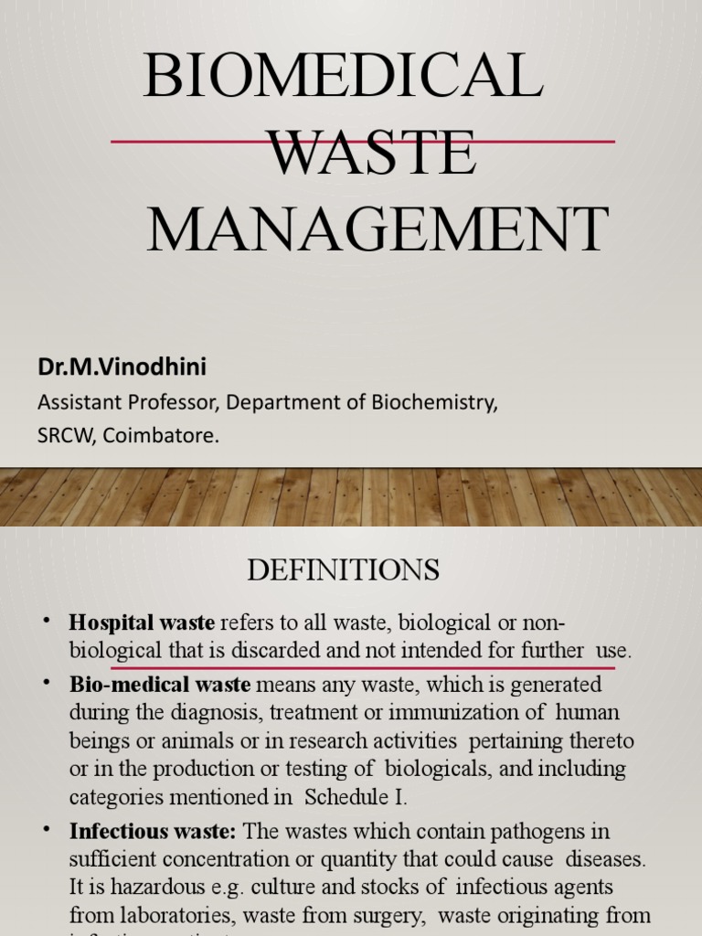 Biomedical Waste Management Overview | PDF | Waste | Incineration