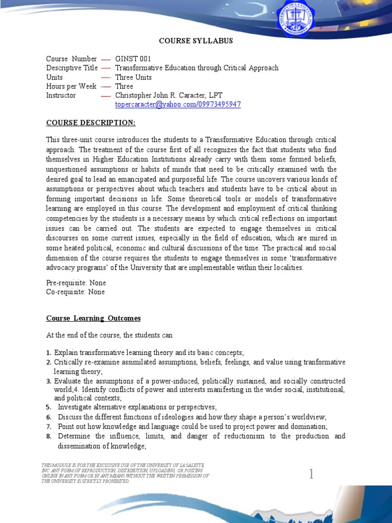 Module Transformative Educ.1 Checked | PDF | Ideologies | Power (Social ...