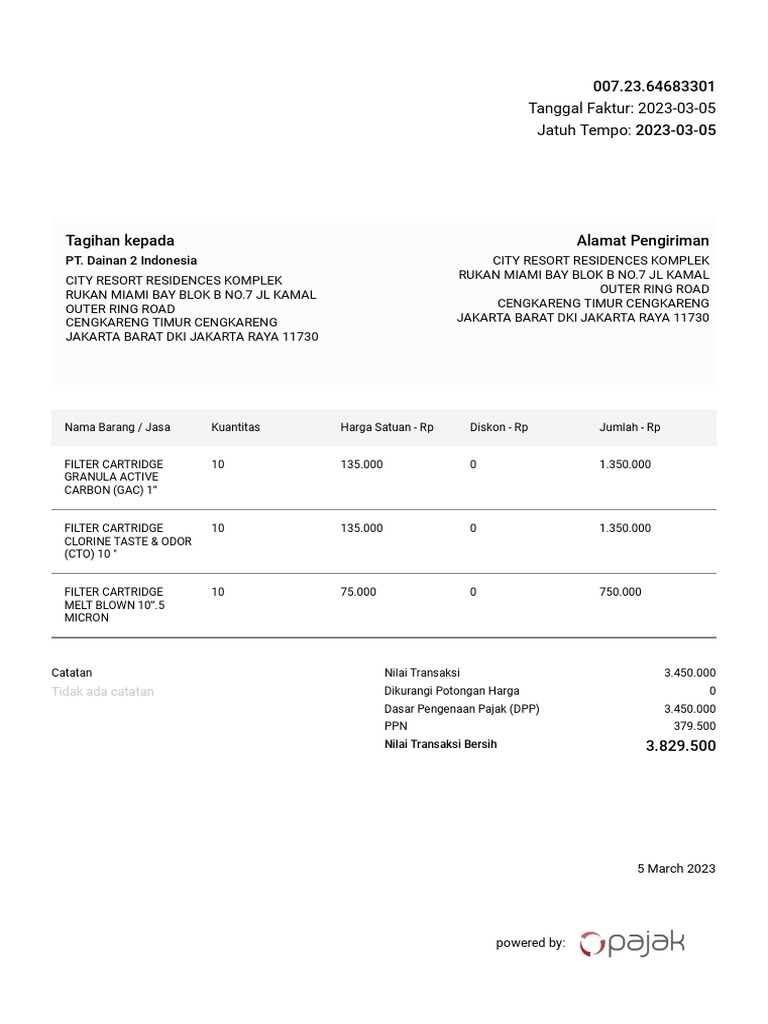 Faktur Penjualan PT Dainan 2 Indonesia | PDF