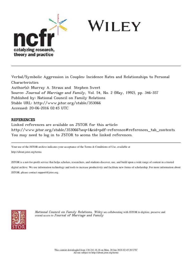 Verbal - Symbolic Aggression in Couples | PDF | Aggression | Logistic ...