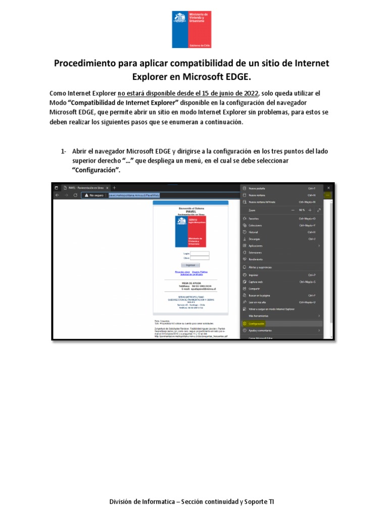 Procedimiento para Aplicar Compatibilidad de Internet Explorer en ...