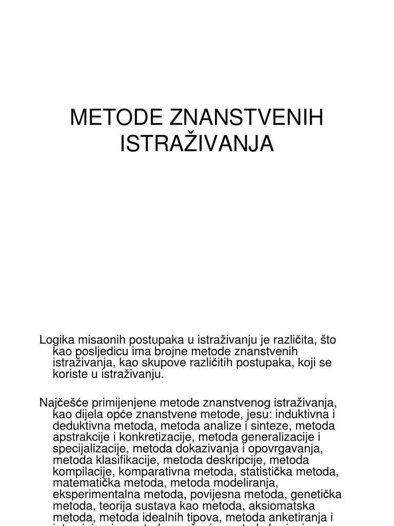 Metode Znanstvenih Istrazivanja | PDF