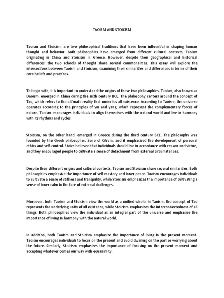 Taoism and Stoicism | Download Free PDF | Stoicism | Philosophical ...