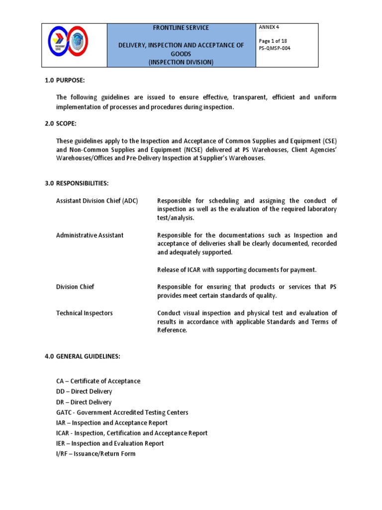 004 - QMS - Inspection Division | PDF | Evaluation | Business