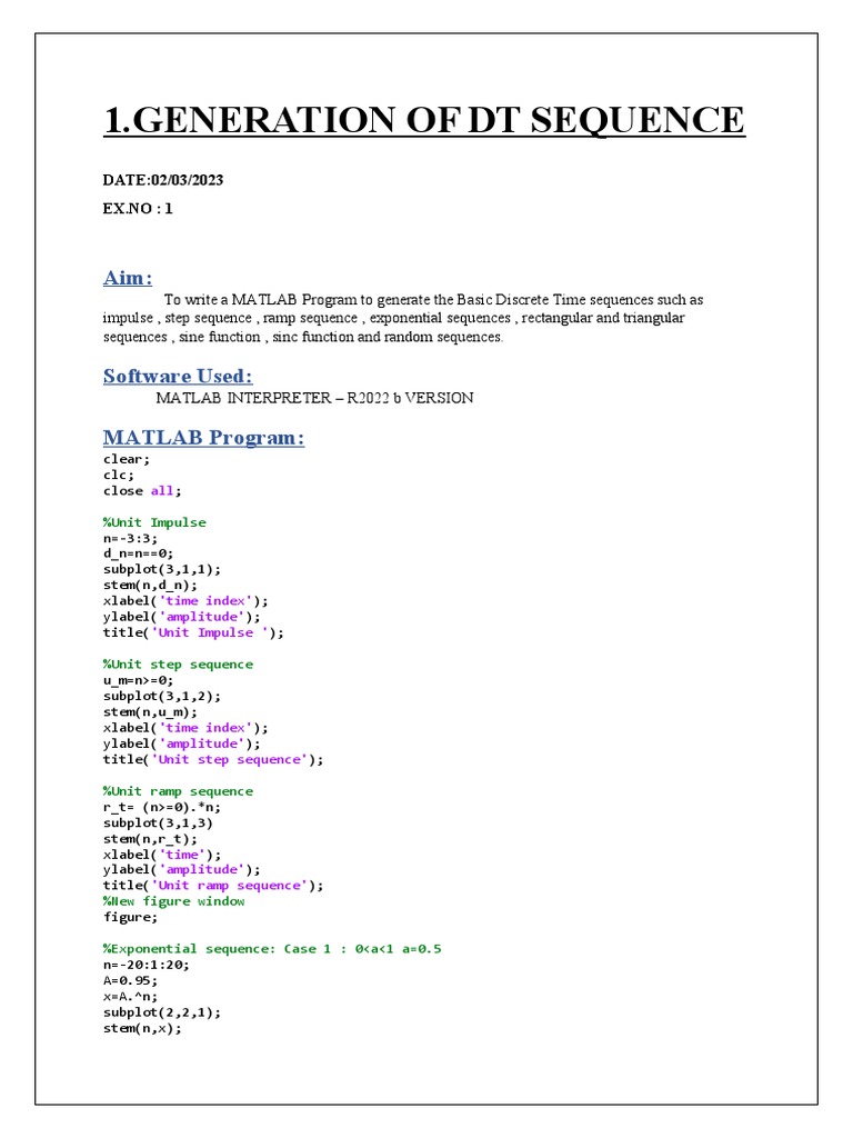 DSP Lab 1 | PDF | Signal Processing | Functions And Mappings