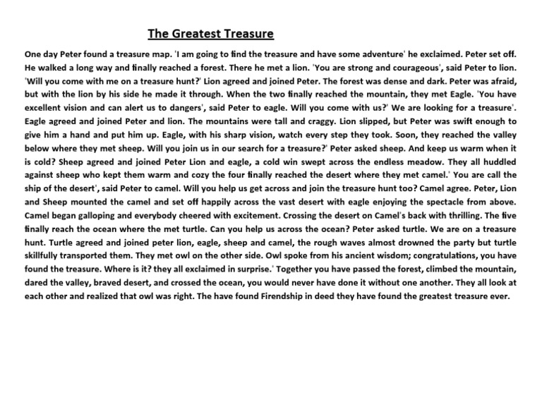 The Greatest Treasure Story | PDF