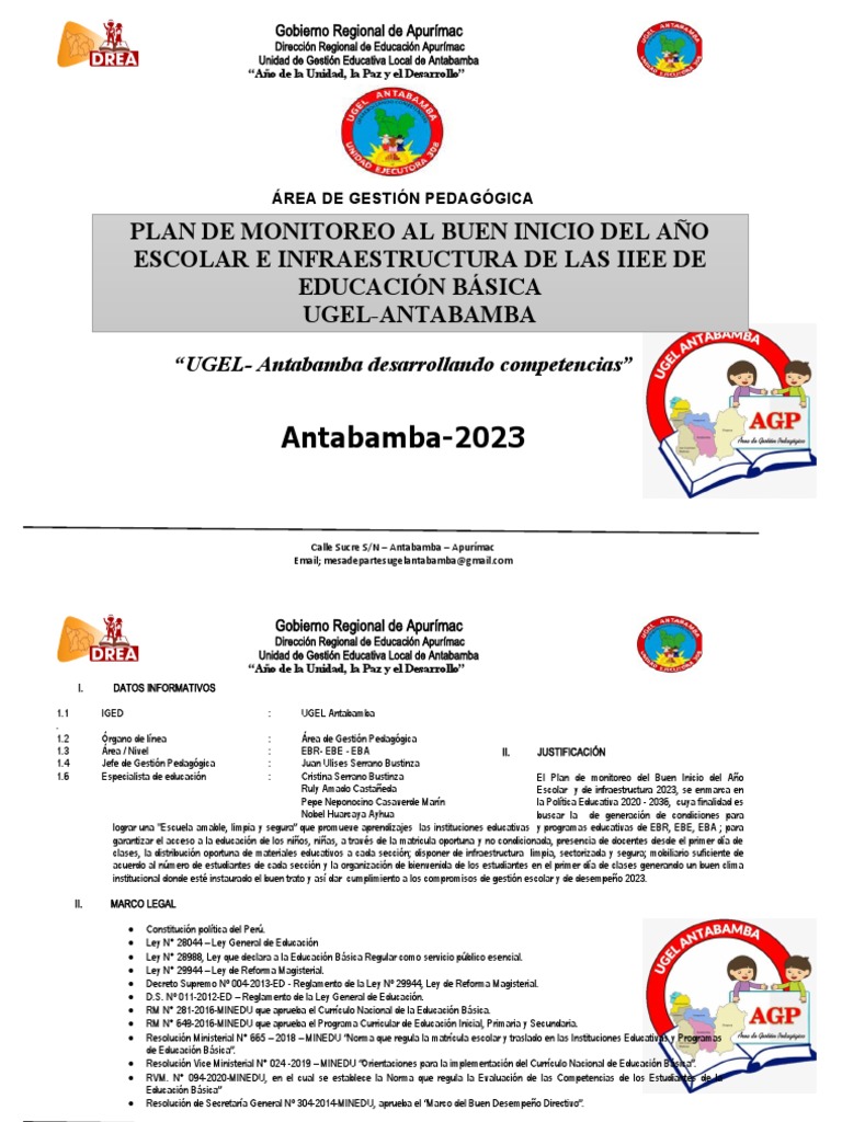 Plan de Mon. Biae y Infraestructura | PDF | Educación primaria | Etapas ...