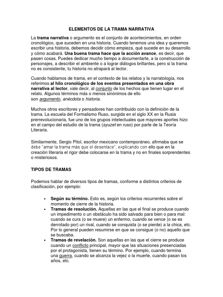 S4 Elementos de La Trama Narrativa PDF | PDF | Trama (narrativa ...