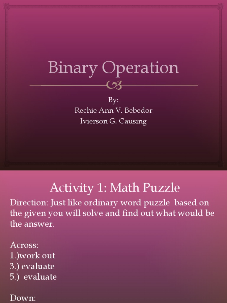 Understanding Binary Operations in Math | PDF | Mathematical Logic ...