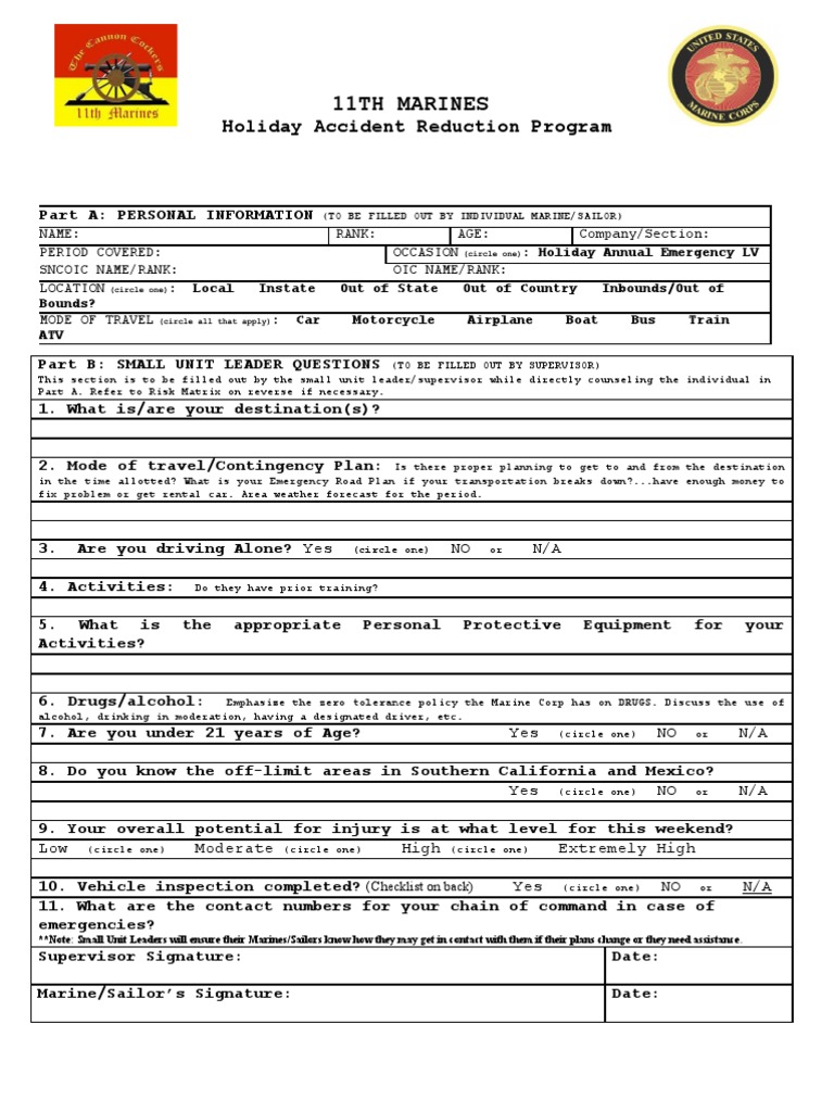 11TH MARINES Holiday Accident Reduction Program | PDF | Tire | Motor ...