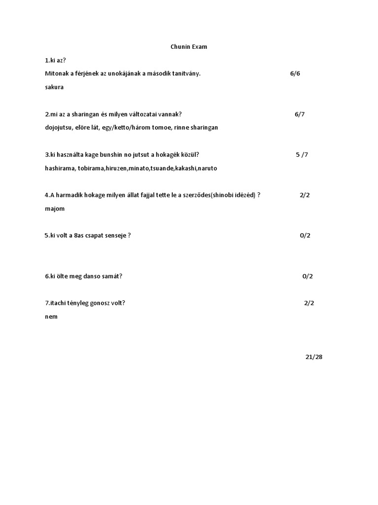 Chunin Exam | PDF