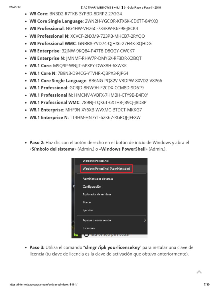 ACTIVAR WINDOWS 8 y 8.1 】 Guía Paso a Paso 2019 | PDF | Ventana (informática) | Microsoft Windows