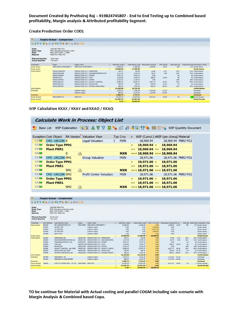 WIP Calculation Product Cost by Order | PDF | Finance & Money ...
