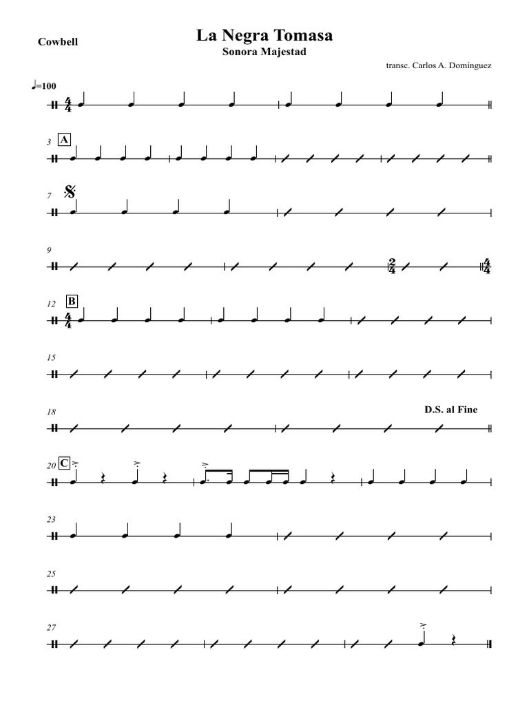 Negra Tomasa Sonora Majestad Cowbell PDF