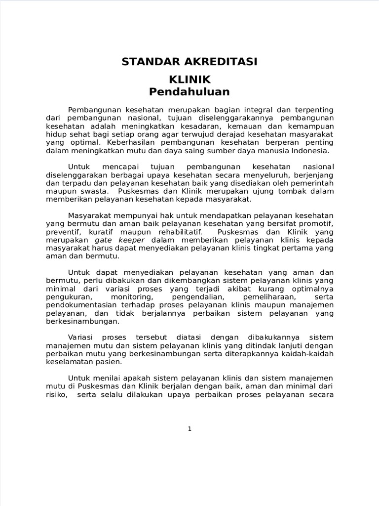 Dokumen - Tips - Standar Akreditasi Klinik | PDF
