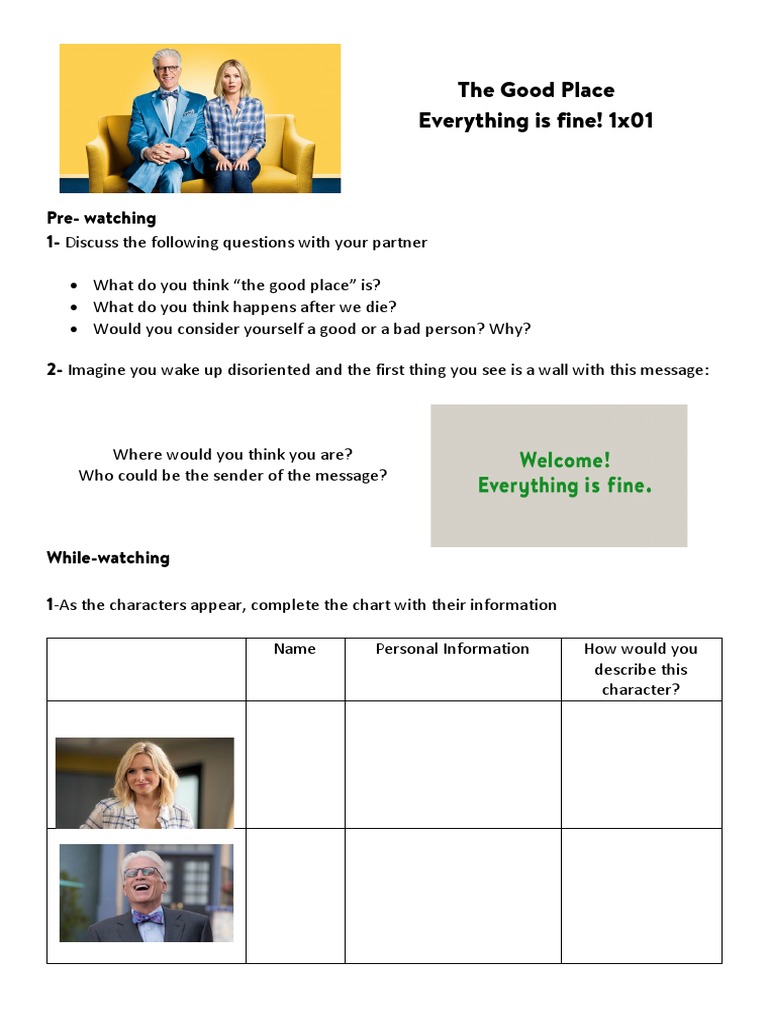 Exploring The Good Place Episode 1 | PDF | Self-Improvement