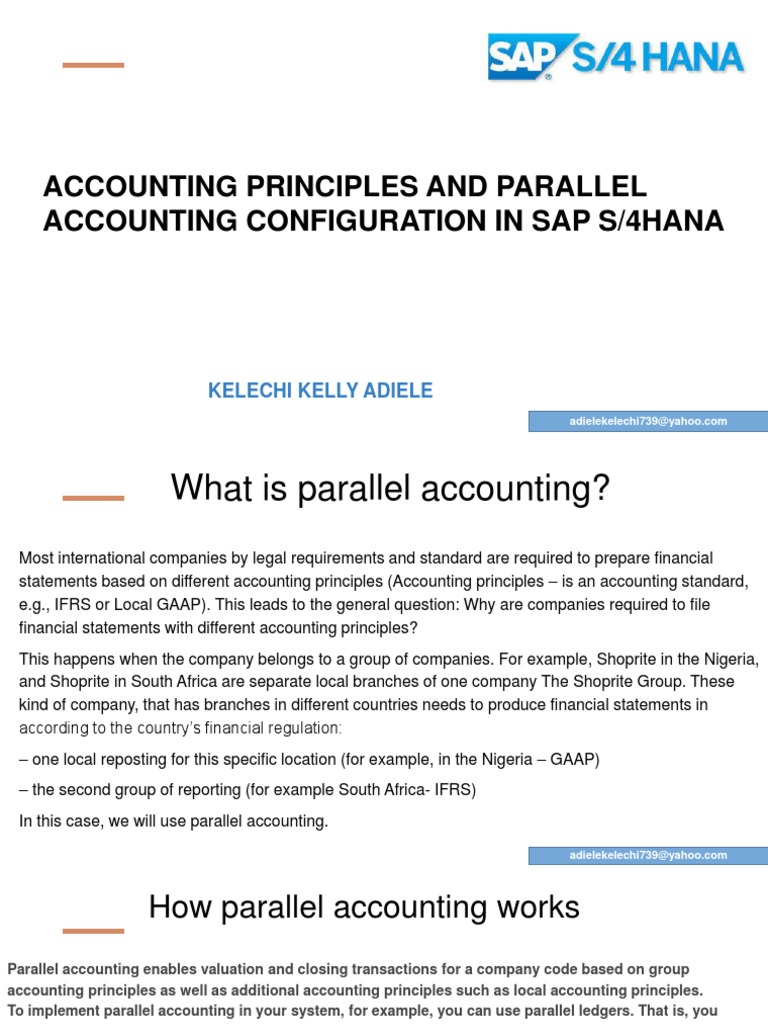 ACCOUNTING PRINCIPLES AND PARALLEL Accounting Configuration | PDF ...