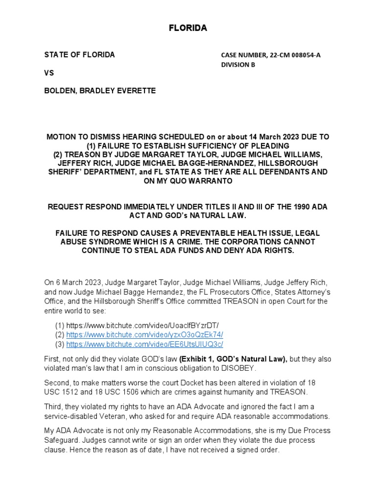 Florida Motion to Dismiss Case Analysis | PDF | Lawsuit | Personal ...