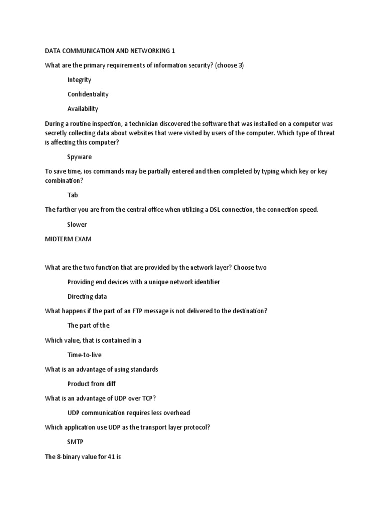 Data Communication And Networking 1 Pdf Computer Network Port Computer Networking