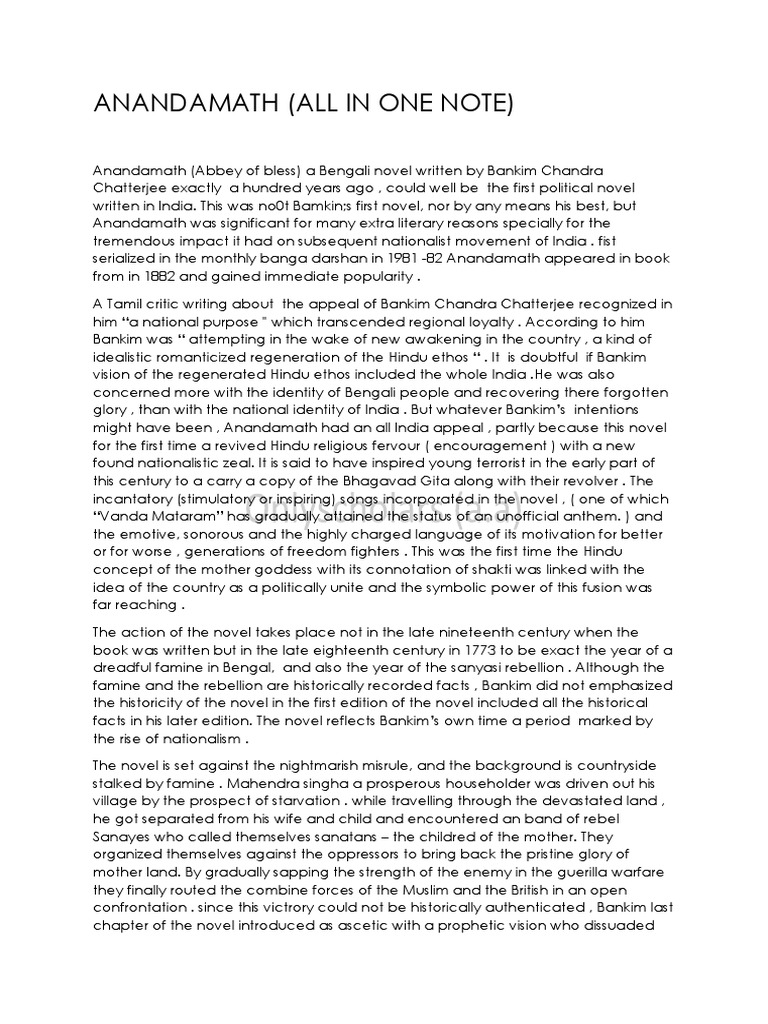 Myth of Nation in Anandamath123 | PDF