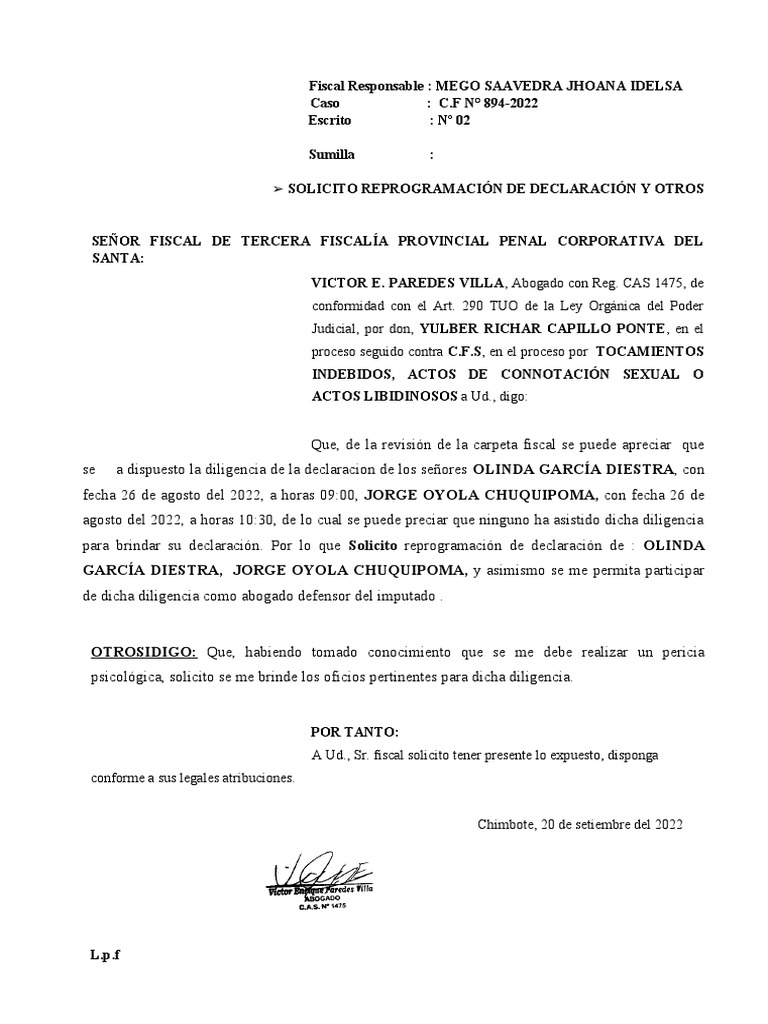 Reprogramación Declaracion | PDF