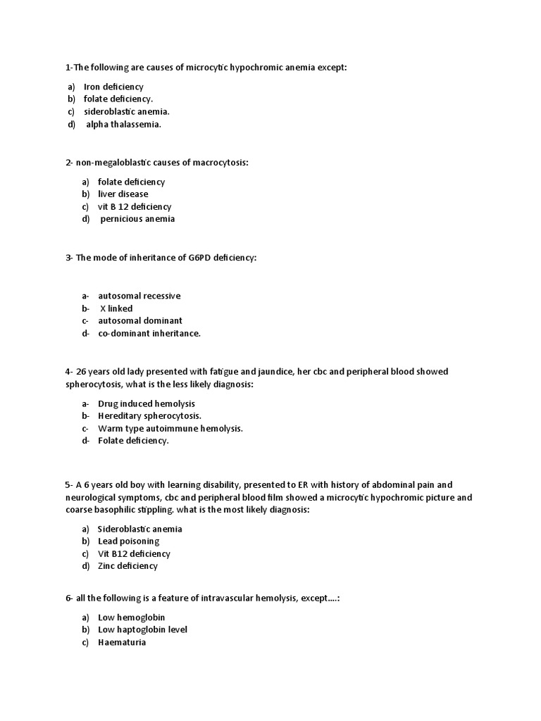 Hematology MCQs | PDF