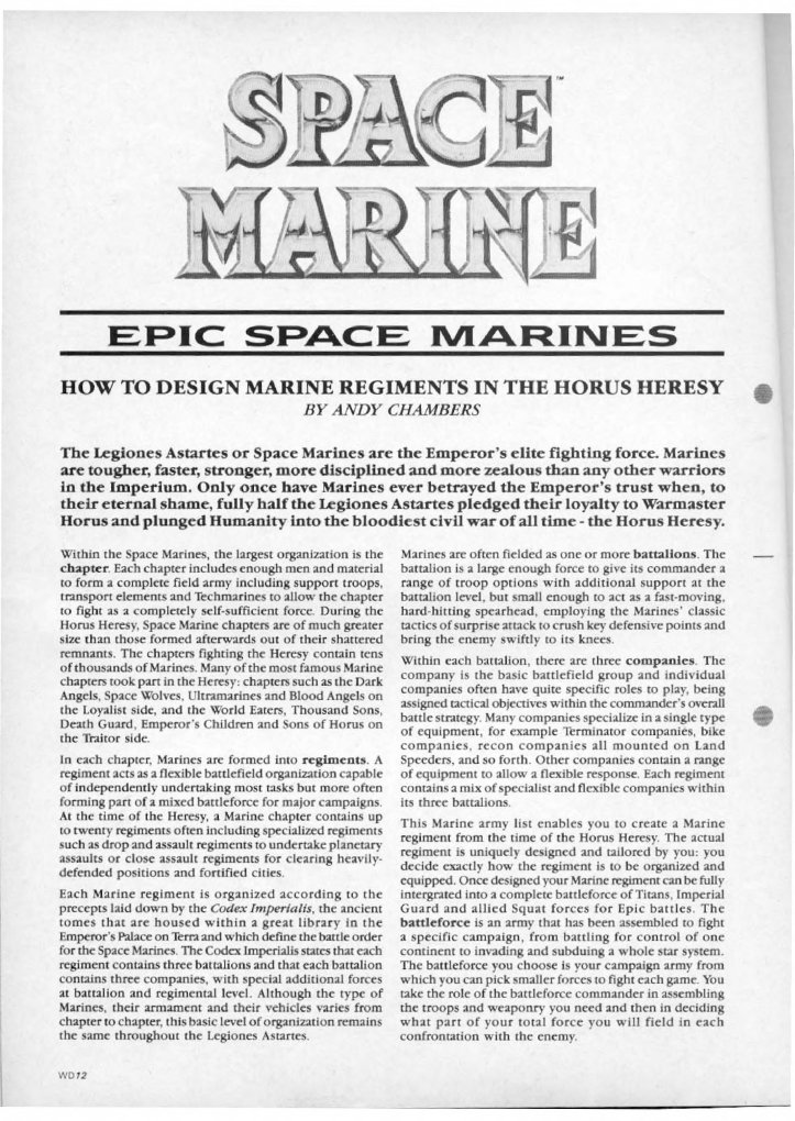 Warhammer 40k - 2nd Edition - Epic 40k Space Marines | PDF