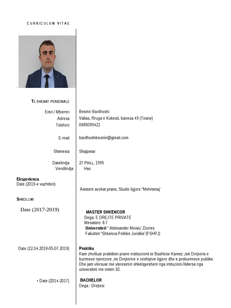 CV Besmir Bardhoshi | PDF