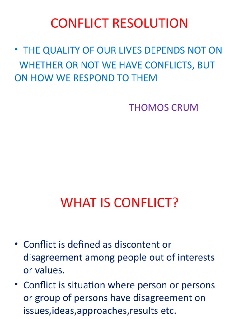 Conflict Resolution | PDF | Communication | Social Psychology