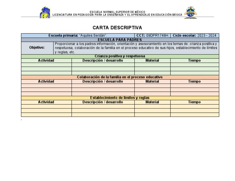 Carta Descriptiva | PDF