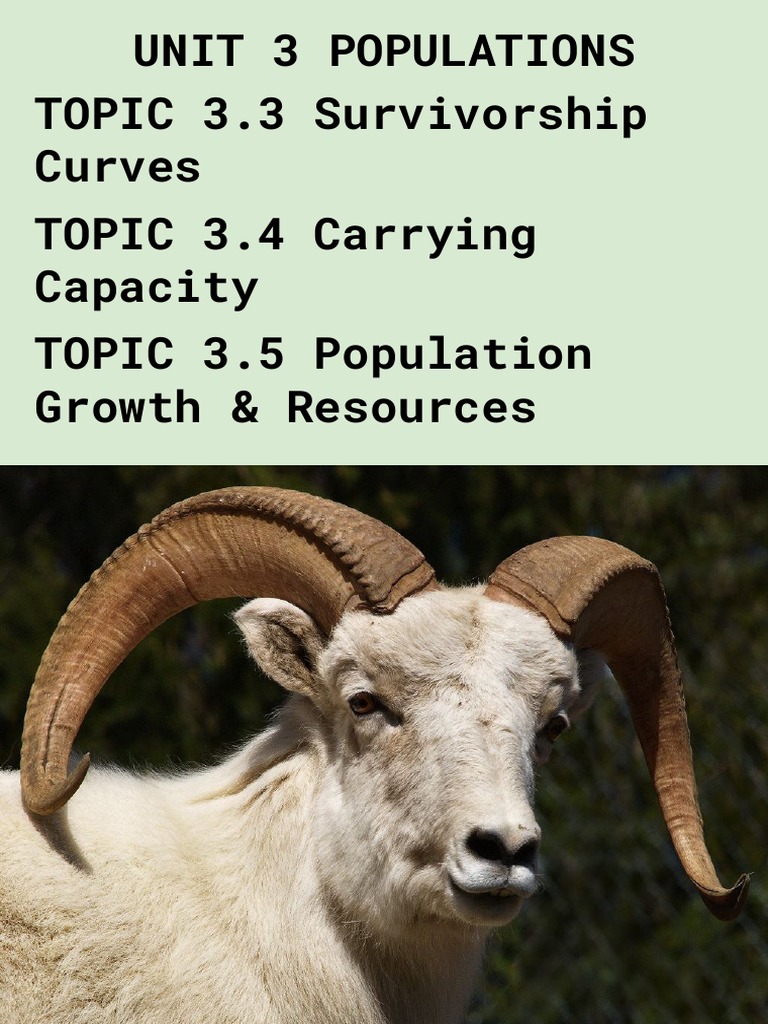 3.3 Survivorship Curves 3.4 Carrying Capacity 3.5 Population Growth ...