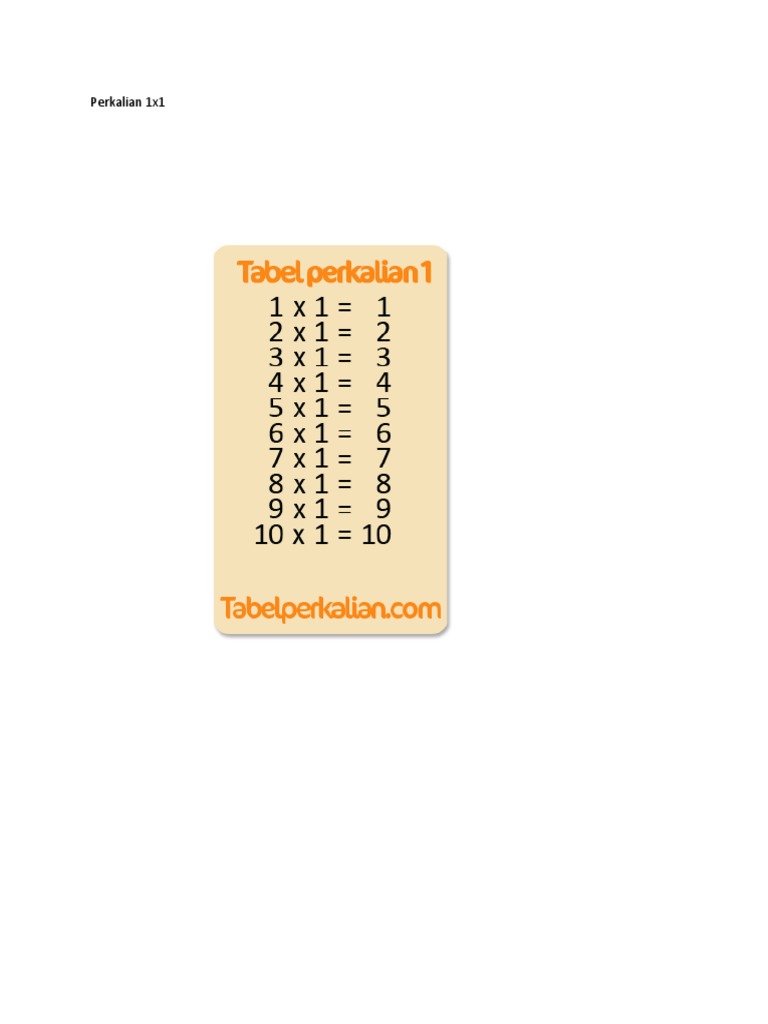 Perkalian 1x1 | PDF