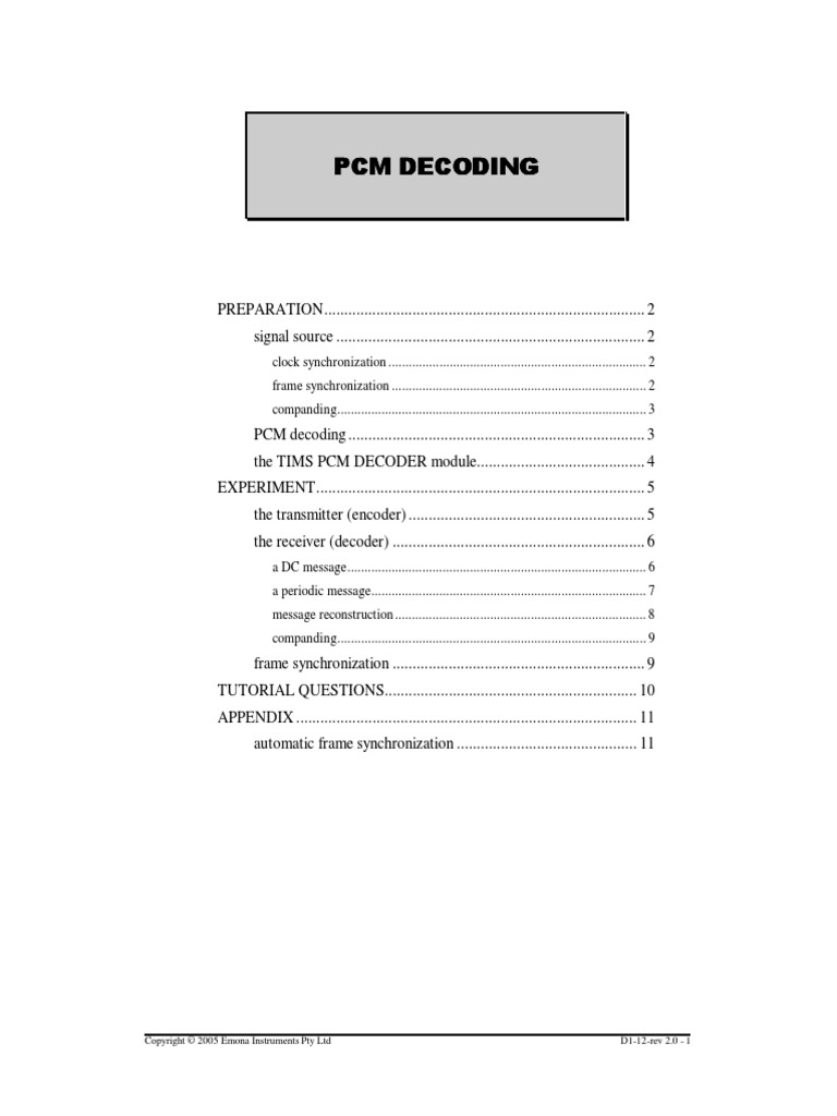 D1-12 - PCM Decoding | PDF | Sampling (Signal Processing) | Codec