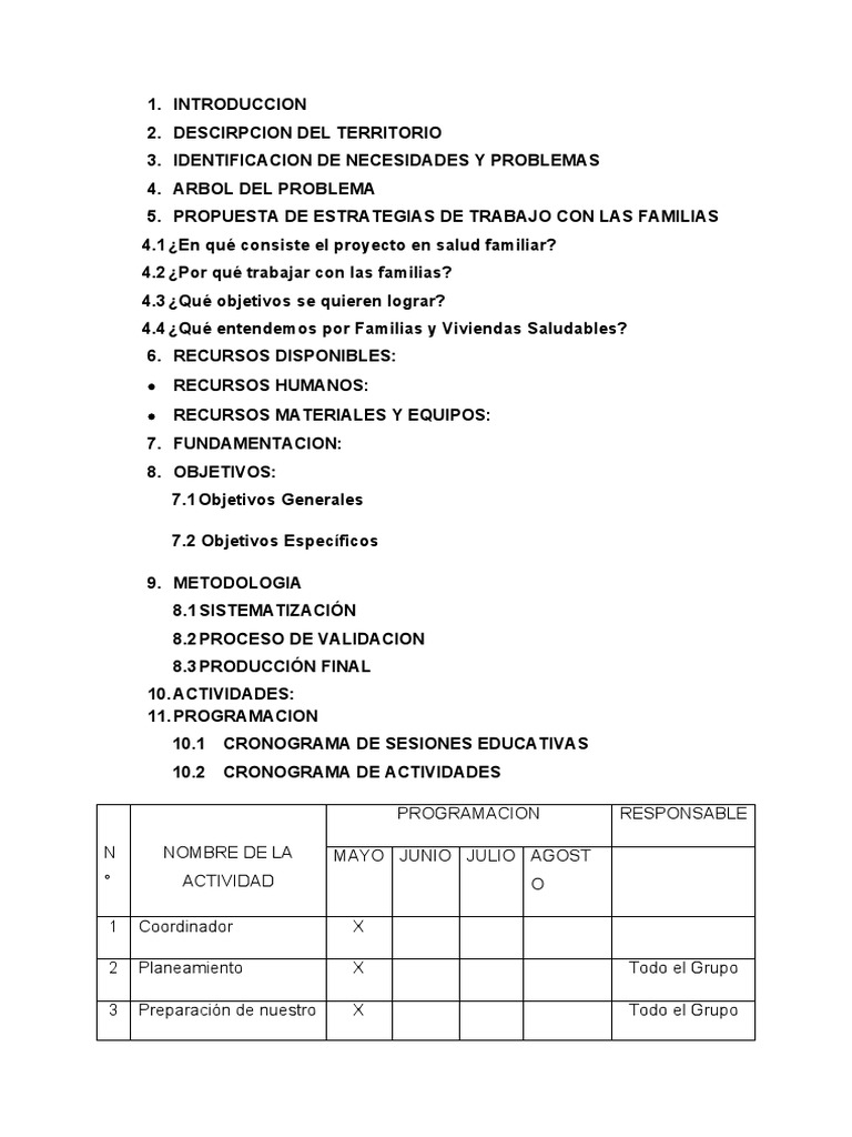 Esquema de Proyecto Comunitario | PDF