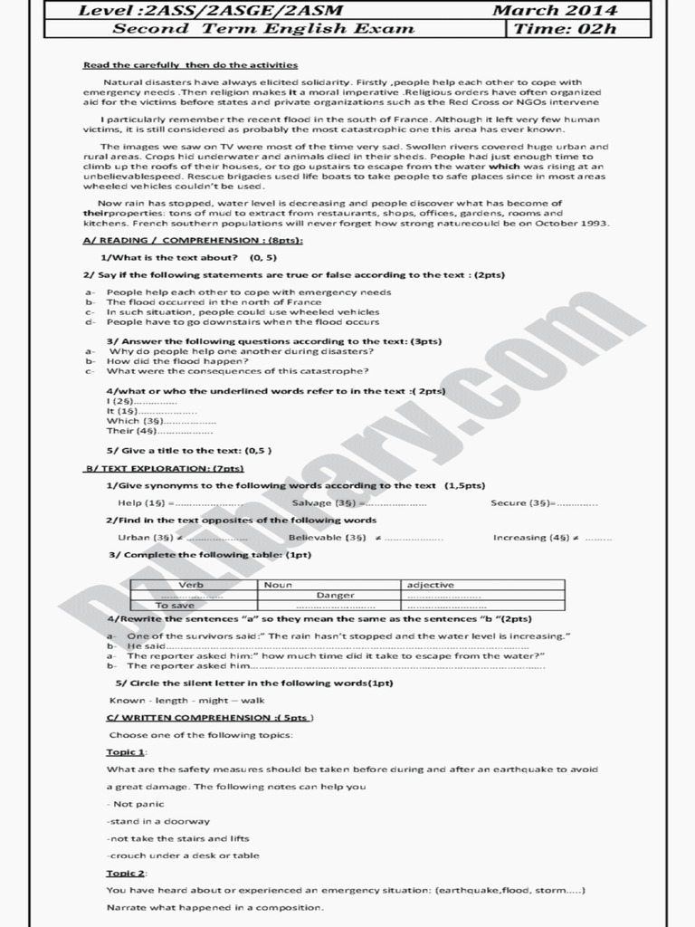 Dzexams 2as Anglais 462642 PDF | PDF
