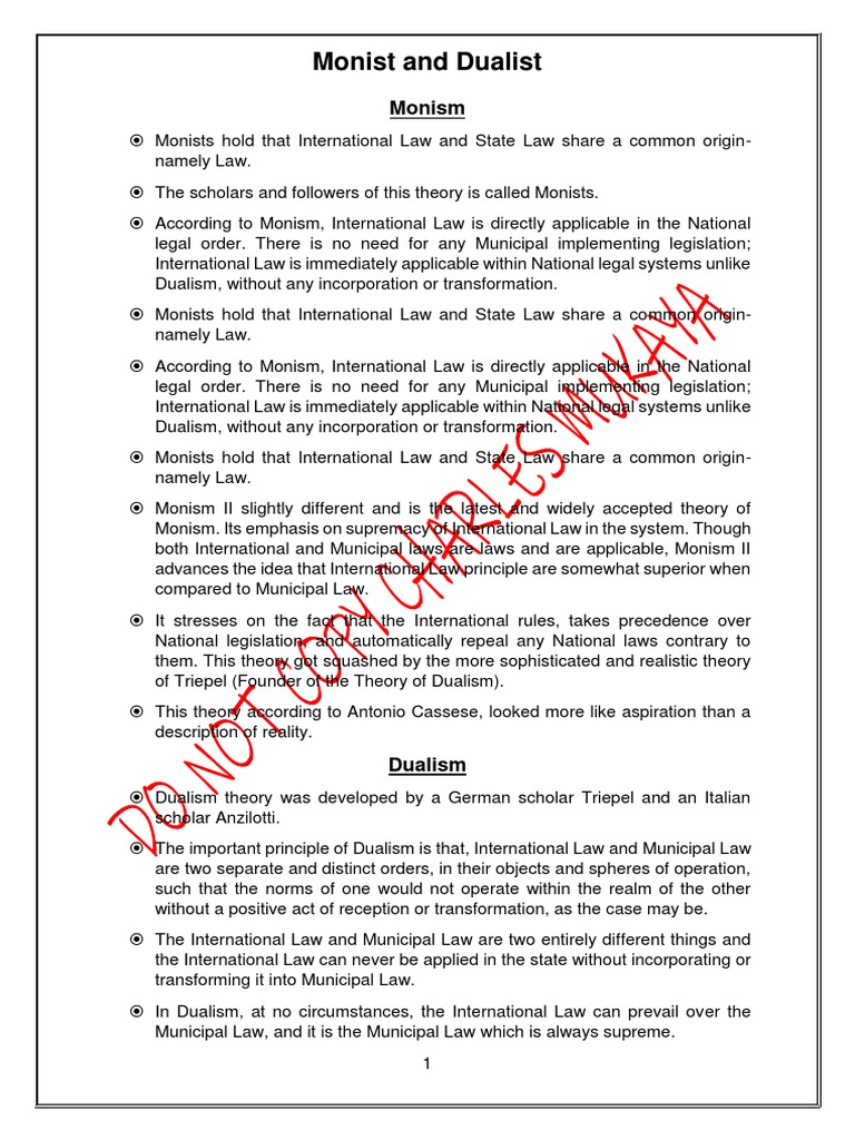 Monism vs Dualism in International Law | PDF | Monism | International Law