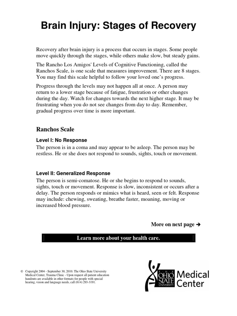Brain Injury Stages Recovery | PDF | Memory | Traumatic Brain Injury