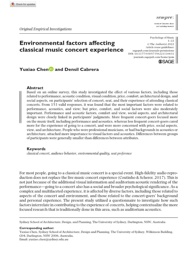 Environmental Factors Affecting Classical Music Concert Experience ...