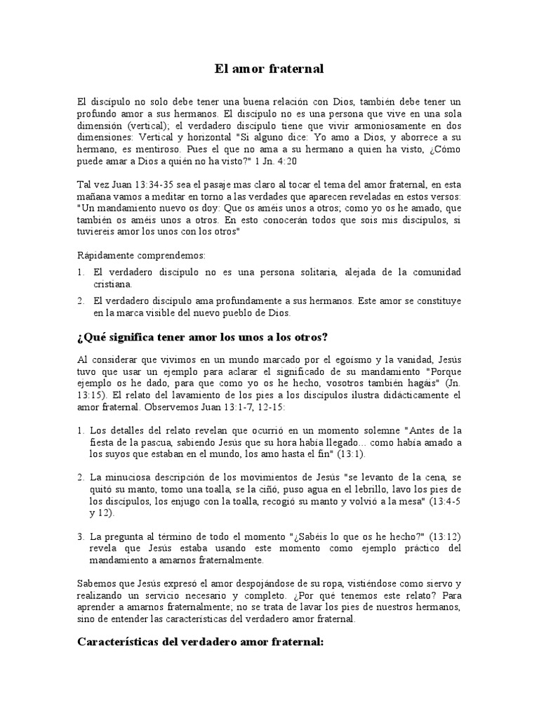 Características del Amor Fraternal | PDF | Amor