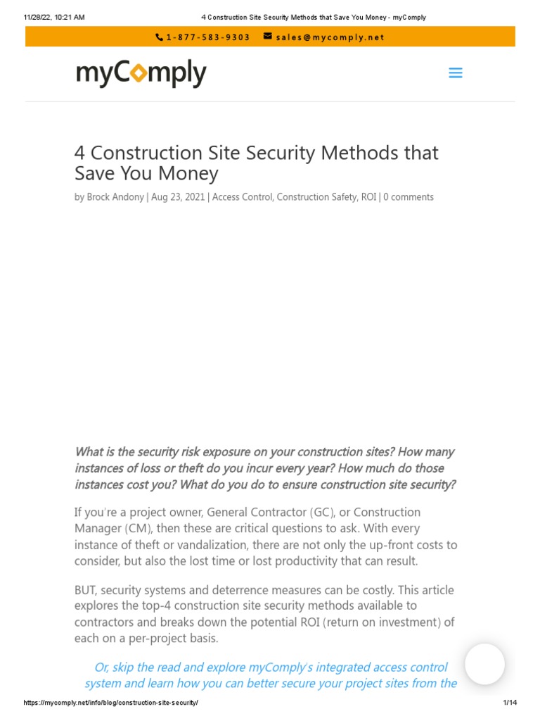 4 Construction Site Security Methods | PDF | Closed Circuit Television ...
