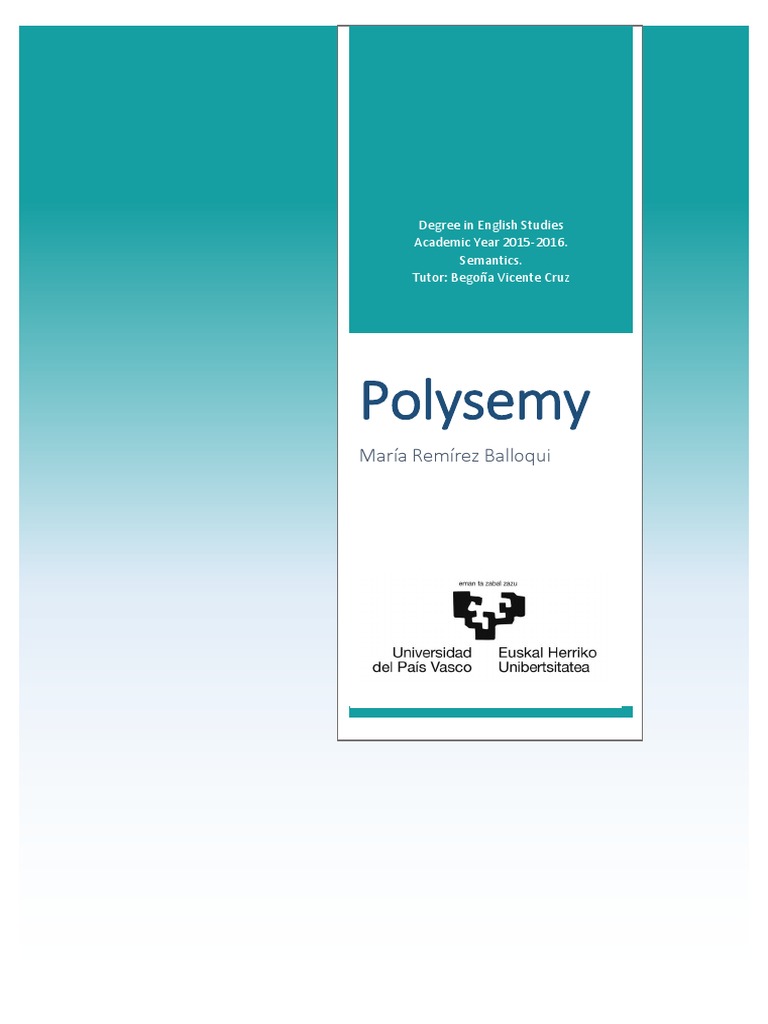 Polysemy | PDF | Word | Linguistics