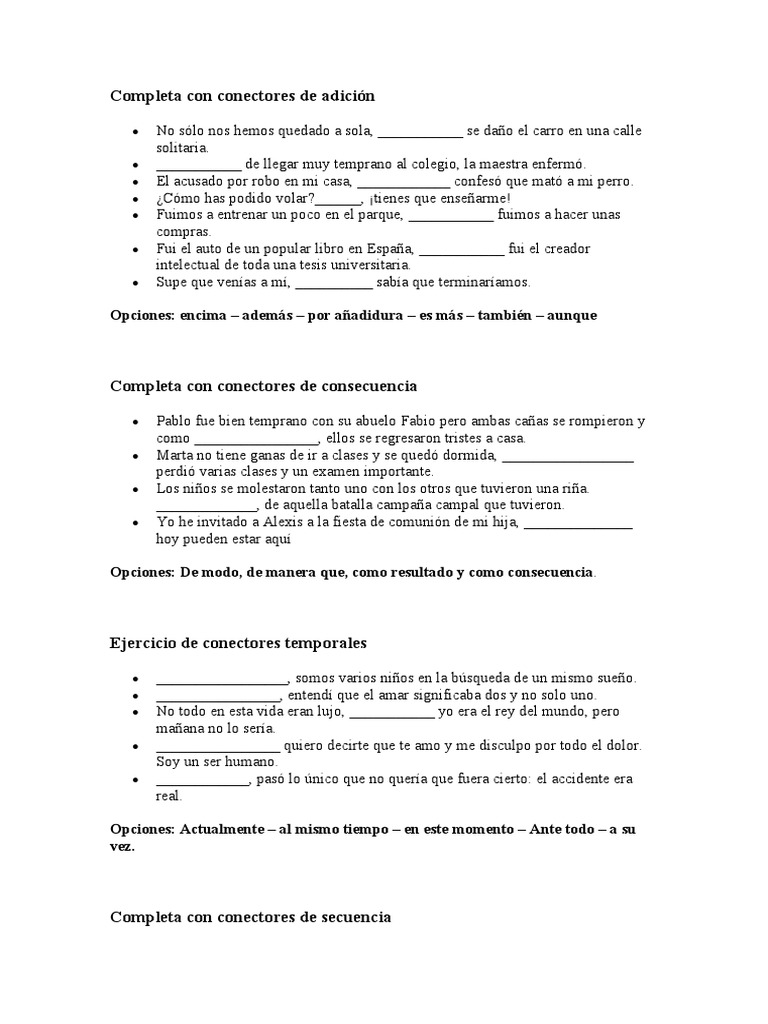 Completa Con Conectores de Adición | PDF