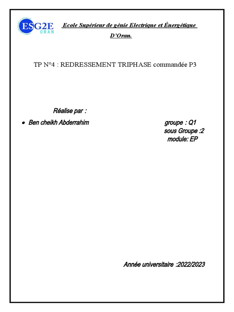 TP4 EP Partie 2 | PDF | Redresseur | Électrotechnique