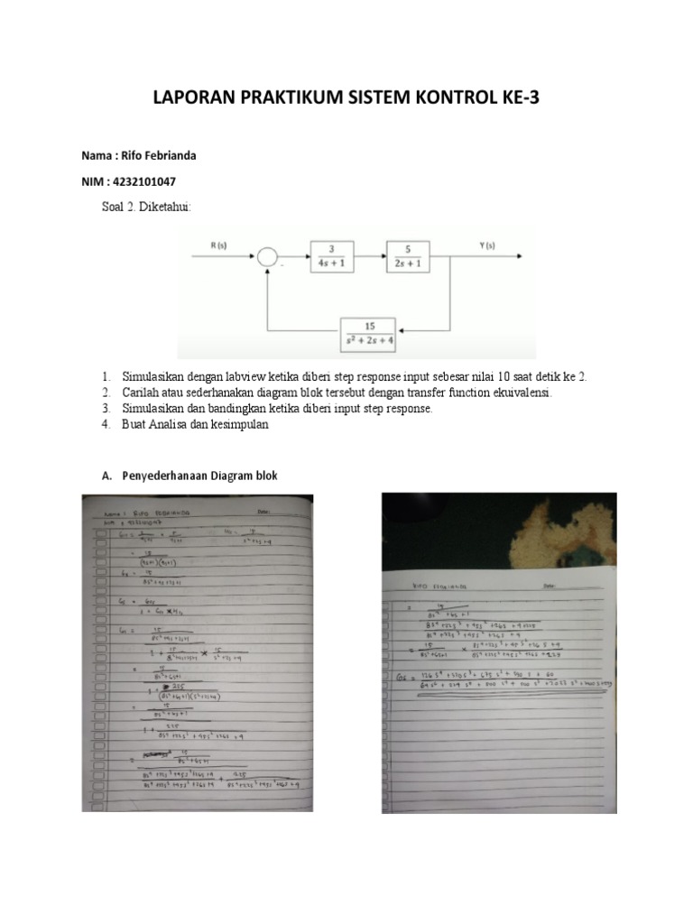 LAPORAN PRAKTIKUM SISTEM KONTROL KE-3 Nomor 2 - 4232101047 | PDF