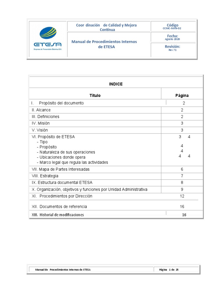 Manual de Procedimientos de ETESA en Panamá | PDF | Ingenieria ...
