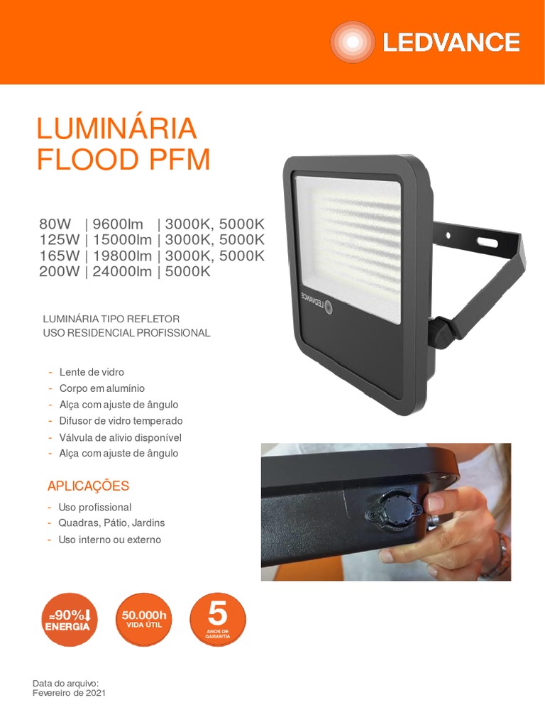 Luminária Flood PFM | PDF | Eletromagnetismo | Eletricidade